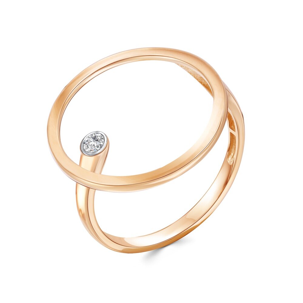 Кольцо, красное золото, 585 проба, родирование, фианит