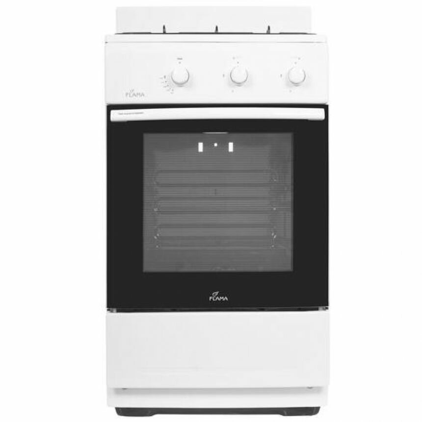 Плита Flama NP CG 32020, газовая, 2 конфорки, белое покрытие