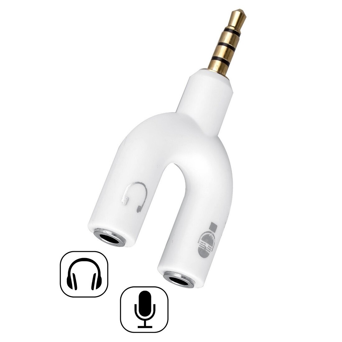 Аудио переходник AUX на 2 AUX для наушников и микрофона, N-101, белый