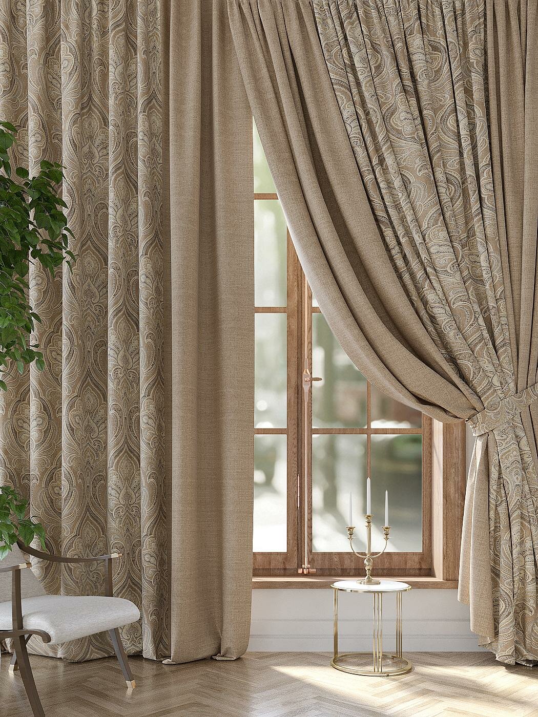 Штора для спальни и гостиной готовая 300x320 см с рисунком (964062-320)