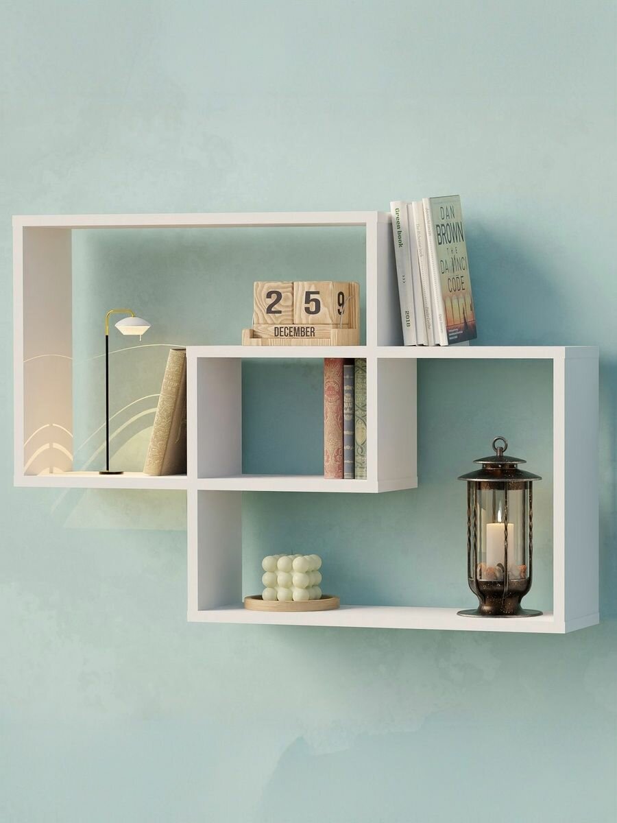 Полка настенная, 97х18х67, Делфи, для игрушек и книг, белая, IKEA