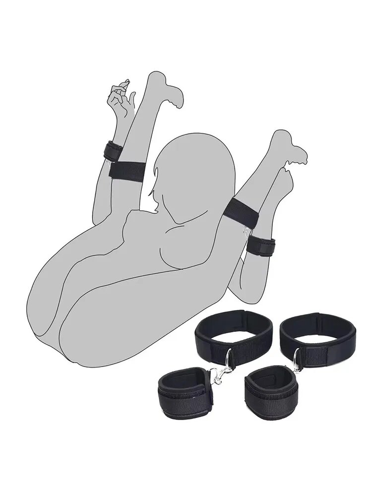 Сексуальный бондаж наручники на запястья и бедра набор садо-мазо удерживающих устройств