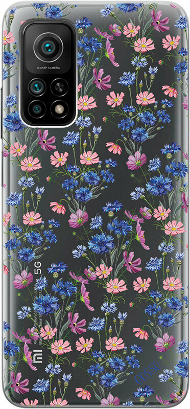 Ультратонкий силиконовый чехол-накладка ClearView 3D для Xiaomi Mi 10T с принтом "Lovely Cornflowers"