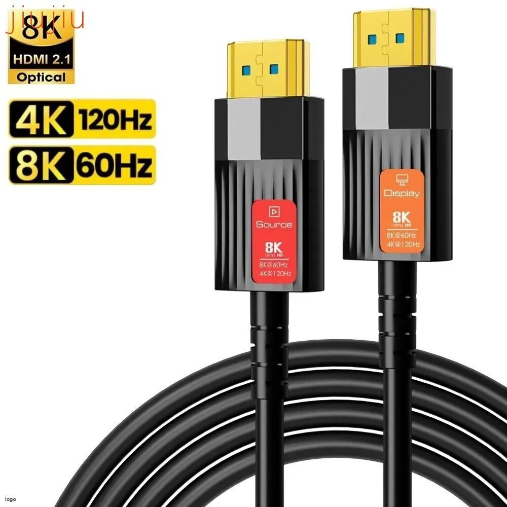 Оптический кабель HDMI v2.1 10 м. для игровых приставок, мониторов, черный
