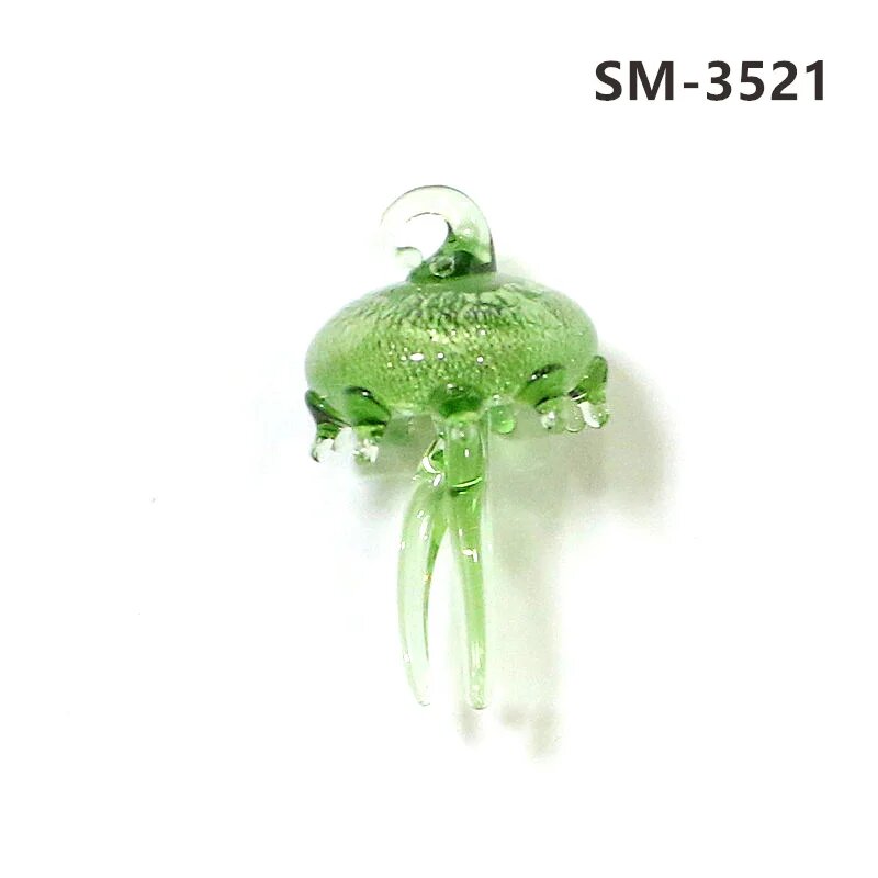 Стеклянный кулон медуза, изумрудный SM-3521