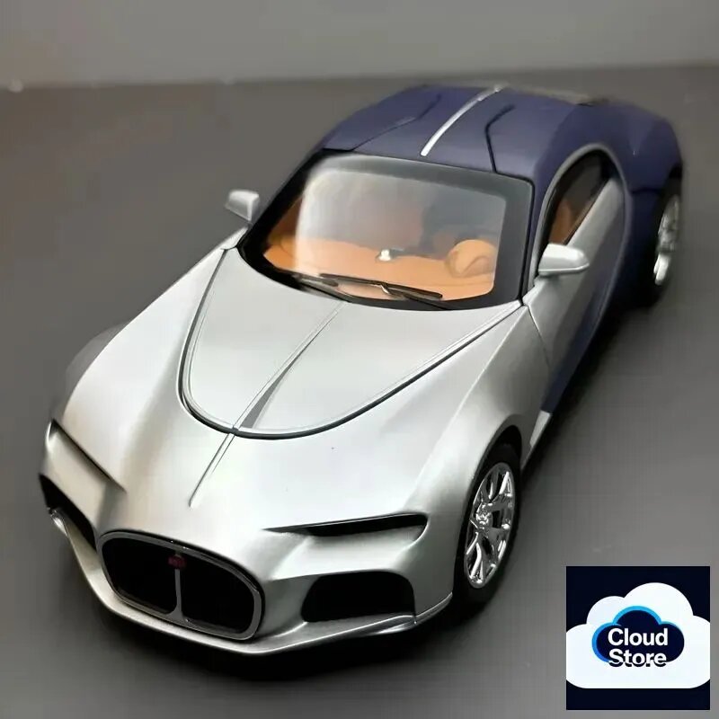 Модель автомобиля Bugatti Atlantic 1:32, металлический инерционный ретро-спорткар с открывающимися дверями, светом и звуком коллекционный предмет и уникальный подарок