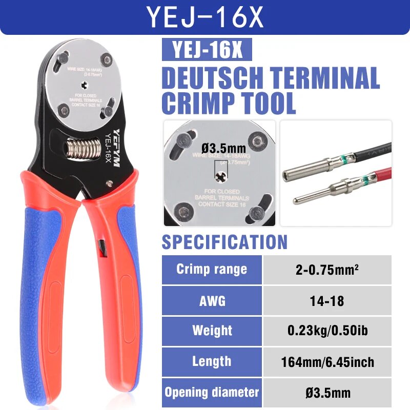 Щипцы для обжима Deutsch YEJ-16X, 2-0.75mm²