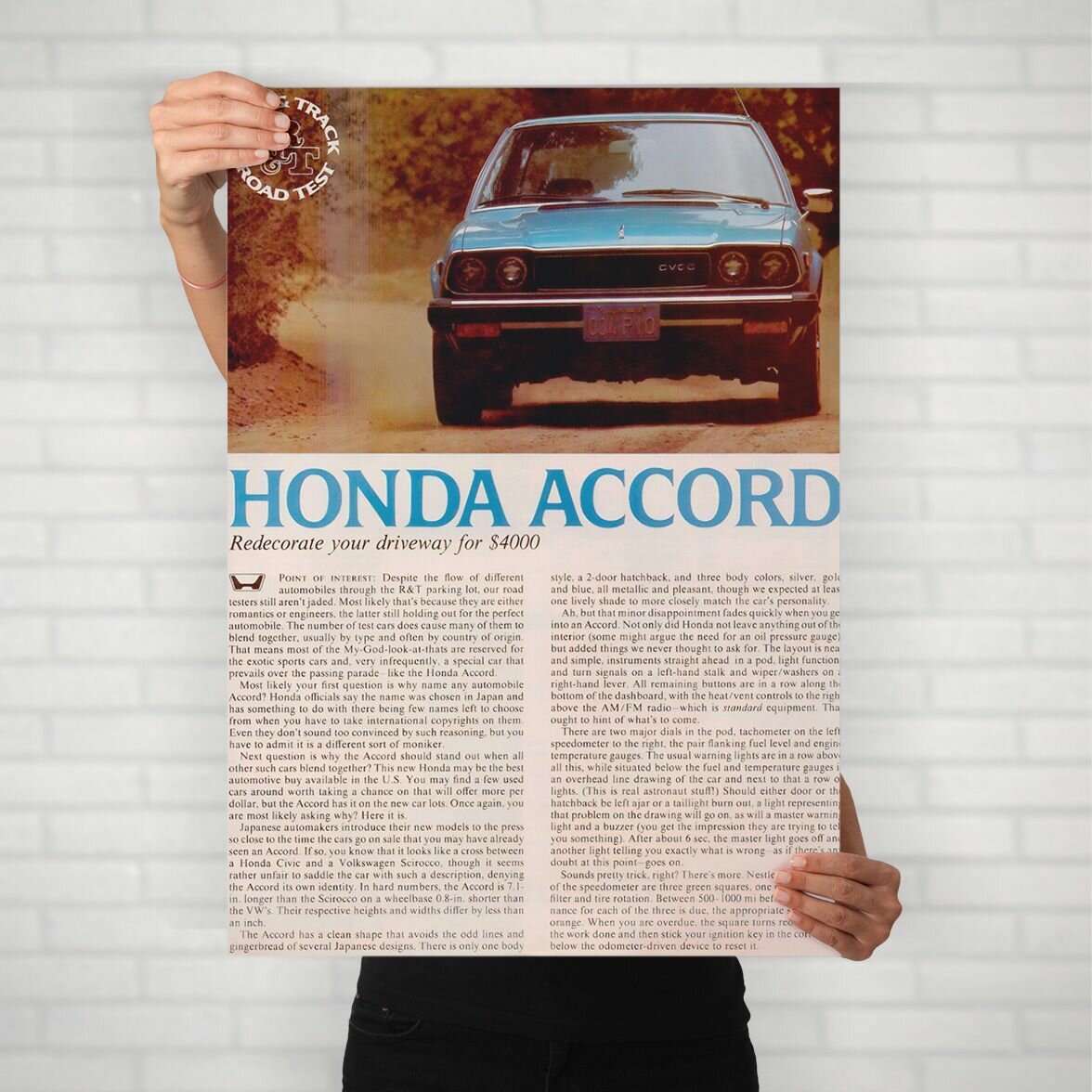 Плакат на стену для интерьера Культовые машины (Honda Accord 1976) - Постер по легендарным и классическим ретро автомобилям формата А2 (42x60 см)