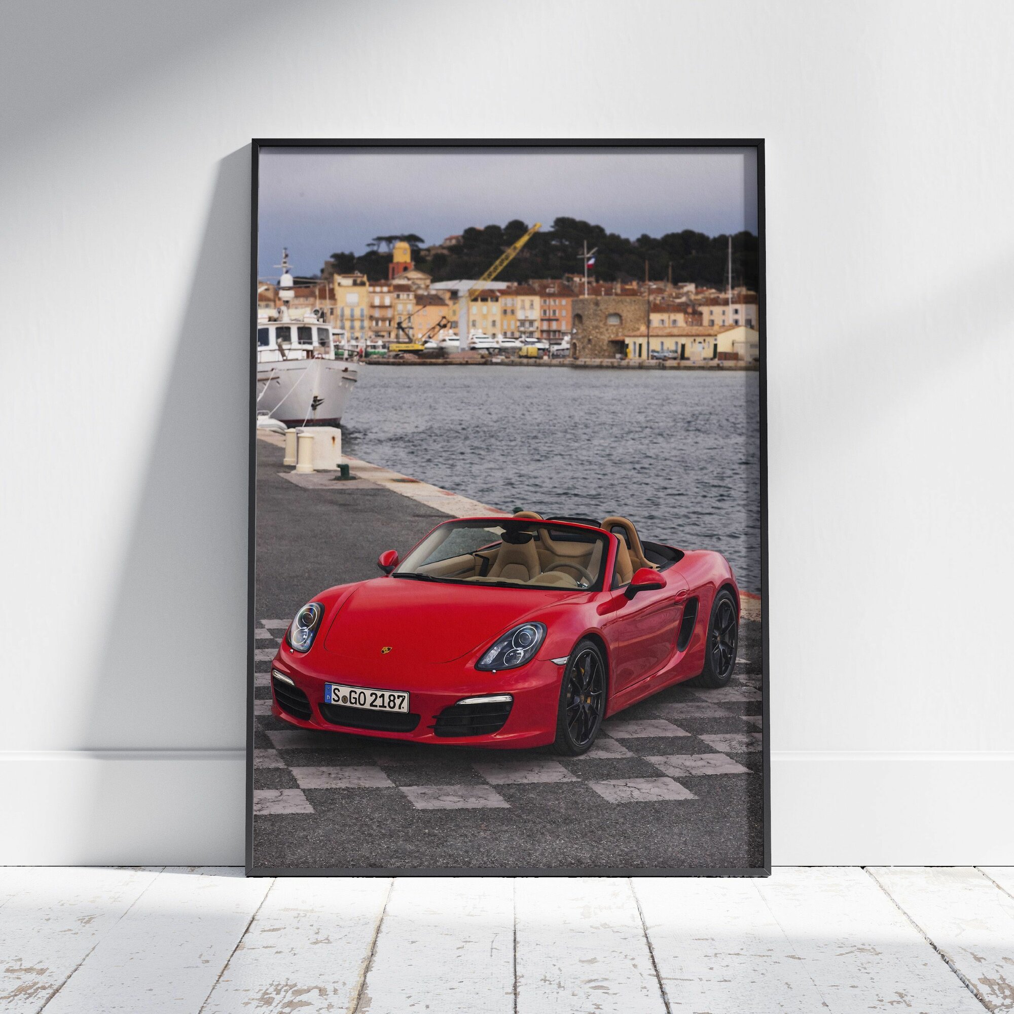 Плакат на стену для интерьера Спорткар (Porsche Boxster) - Постер по спортивным гоночным машинам автомобилям формата А4 (21x30 см)