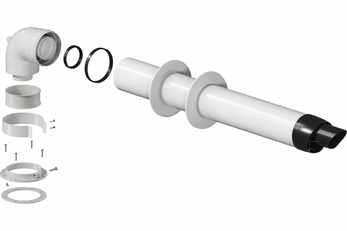 Дымоход KRATS D60/100 для конденсационных котлов коаксиальный, L1000 мм. (Кратс) (Подходит для всех настенных конденсационных котлов)