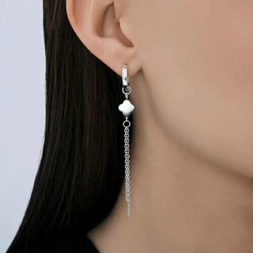 Серьги конго серебро, 925 проба, родирование, гематит, длина 7.8 см, , черный — фото 1