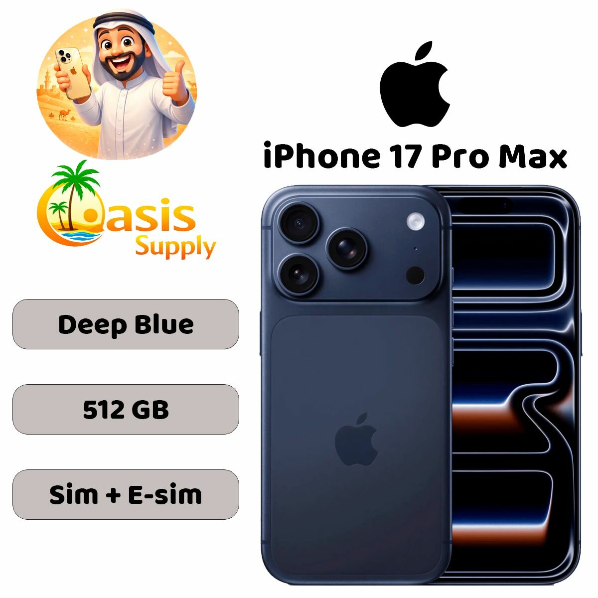 Смартфон Apple iPhone 17 Pro Max, 512 GB, SIM+Esim, синий