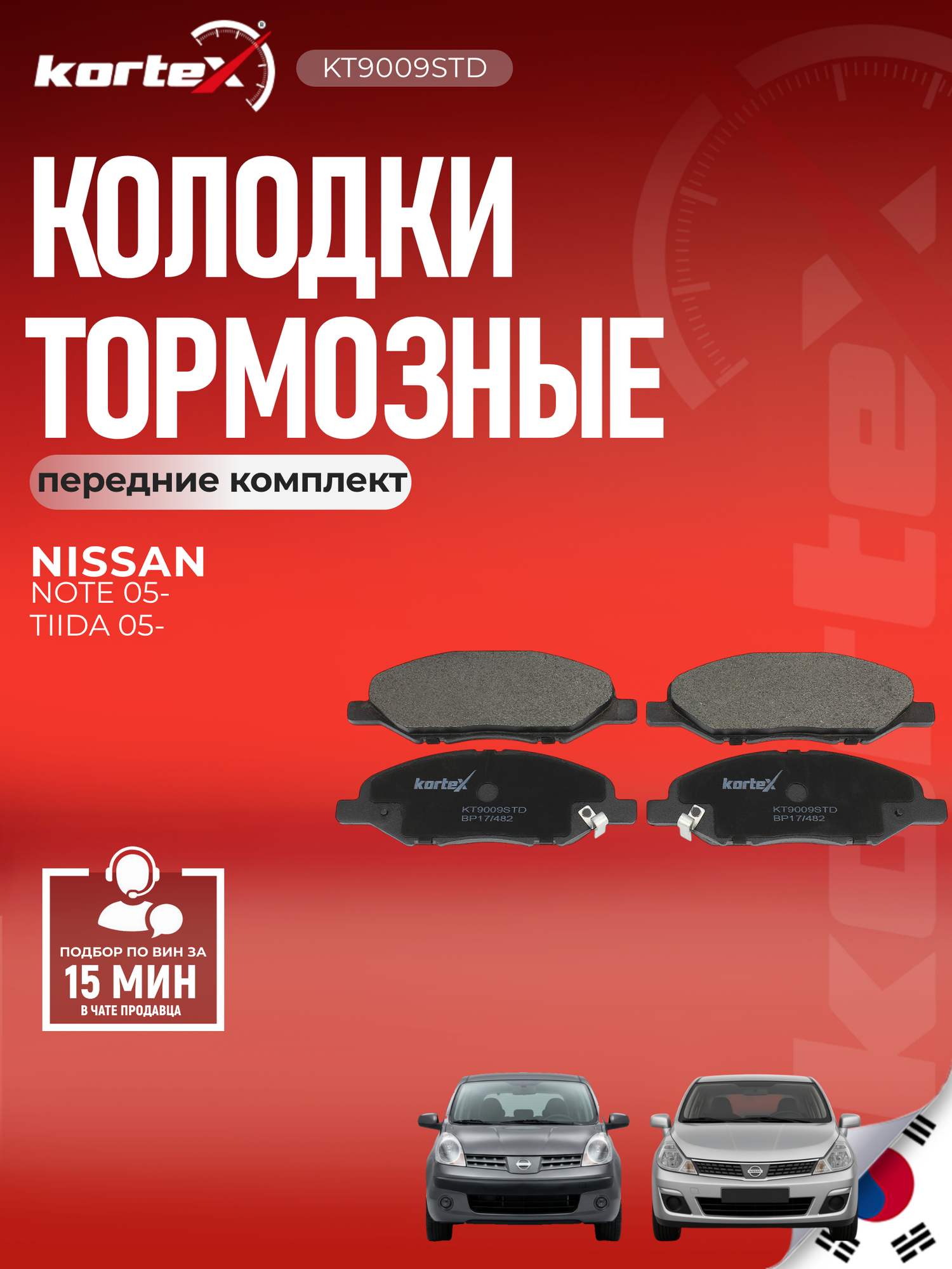 Колодки тормозные передние для NISSAN NOTE / TIIDA 05-, Lada Vesta NG c 03.2023, Lada Iskra
