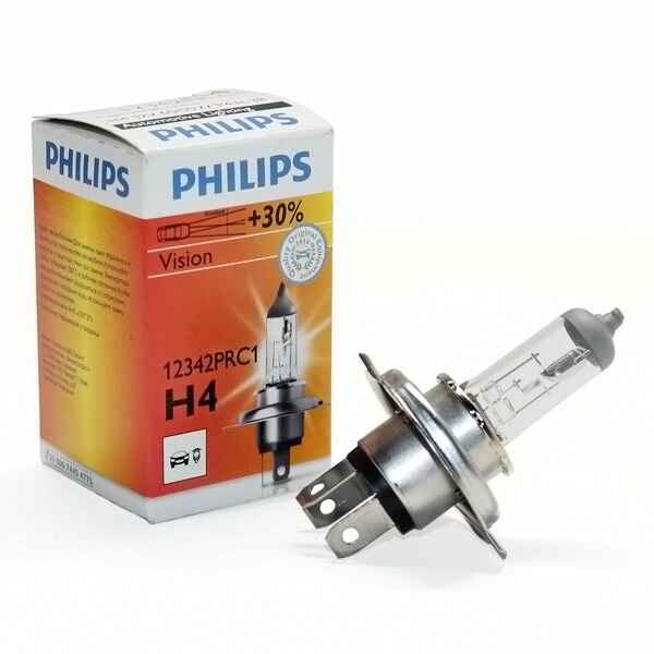 Лампа галогенная H4 12В 60/55 Вт Р43t Premium Vision Philips +30%