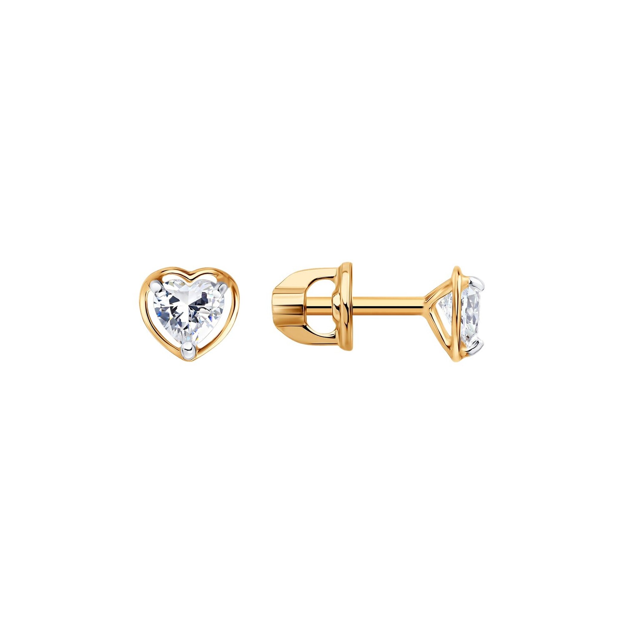 Серьги, красное золото, 585 проба, фианит