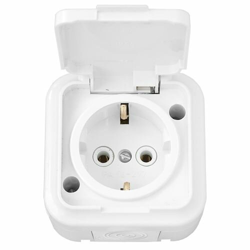 Евророзетка 1 ОП IP54 16А с крышкой Bylectrica Пралеска Аква белый