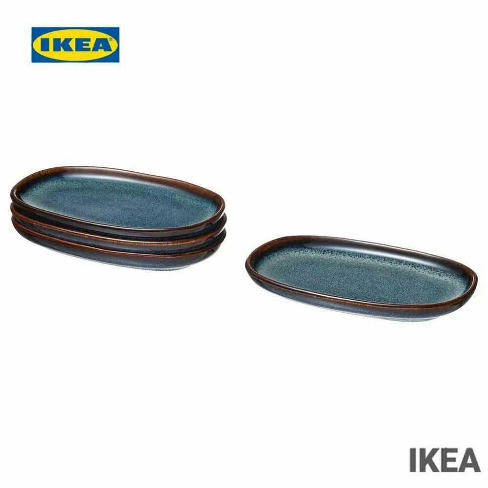 IKEA Тарелка 4 шт светло-синий