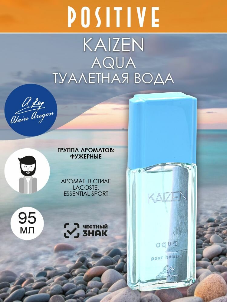 ALAIN AREGON Туалетная вода мужская KAIZEN AQUA, фужерный аромат 95 мл