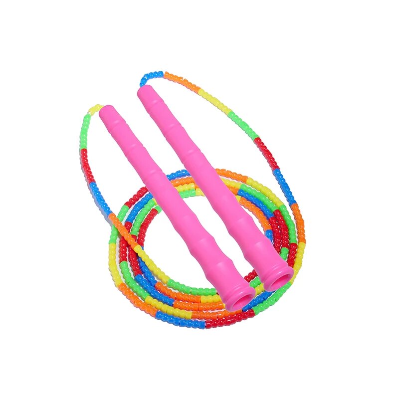 Saibeling Bamboo Joint Jump Rope 2.9m для детской тренировки, розовый с цветными бусинами