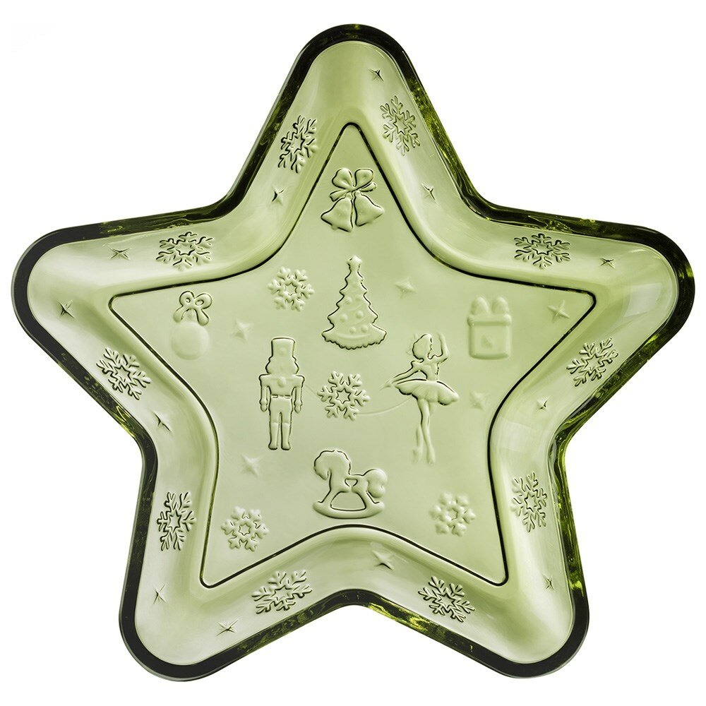 Блюдо сервировочное "Щелкунчик" green в форме звезды, 21*21*2,5 см
