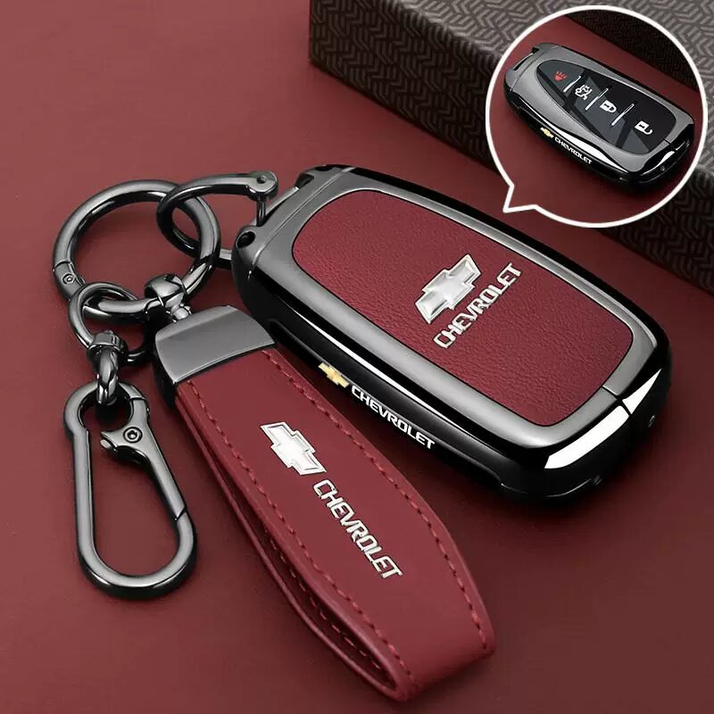 Чехол для ключей Chevrolet Malibu XL, Trailblazer, Trax, Volt, Equinox - Металлический браслет-застежка, лавовый красный