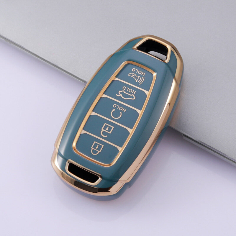 TPU чехол для автомобильного ключа для Hyundai Sonata, Accent, ix25, ix35, Fiesta - серый, 5-клавишный