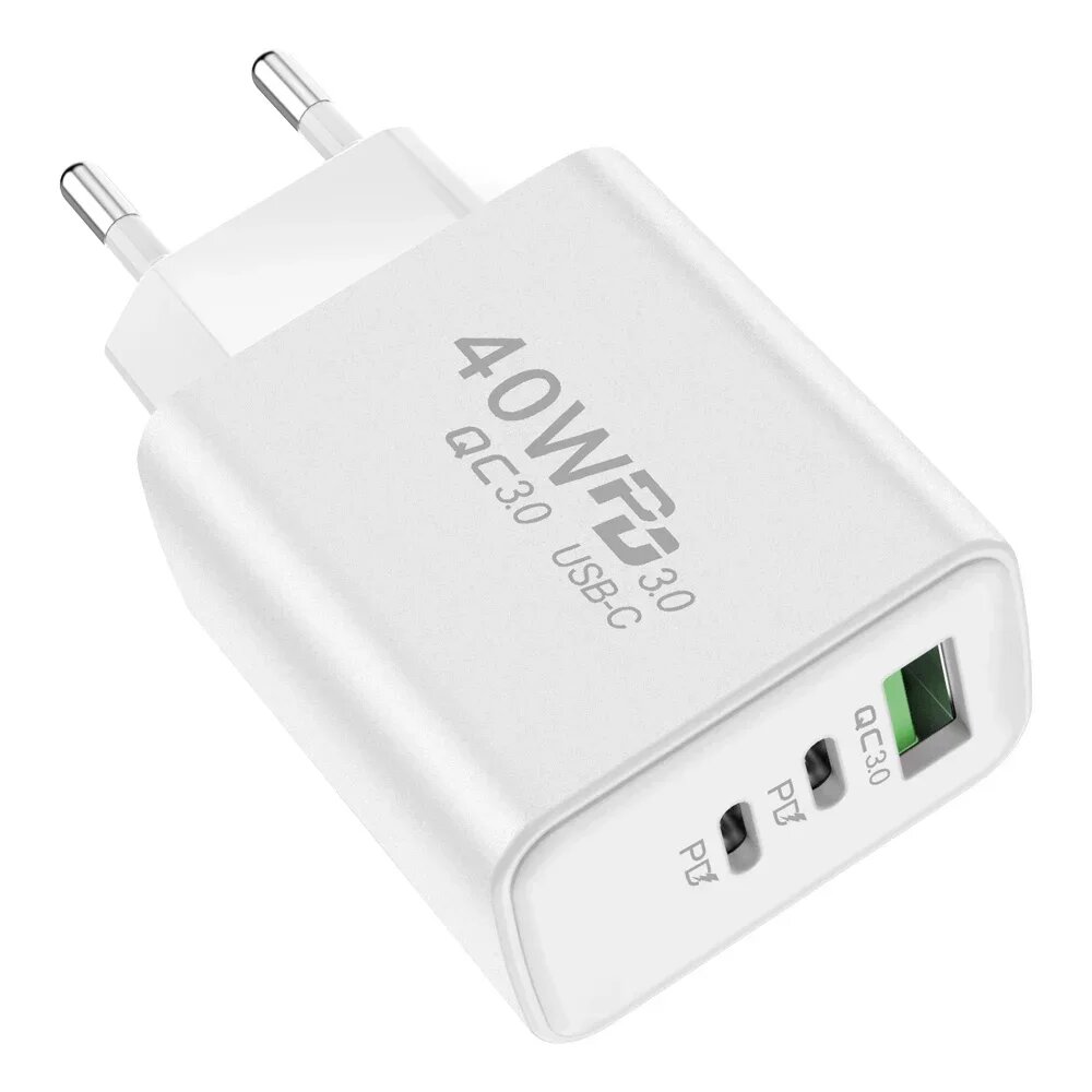 USB-C Зарядное Устройство 40 Вт Для Быстрой Зарядки Мобильных Телефонов, Type-C PD, Высокоскоростная Зарядка 3.0