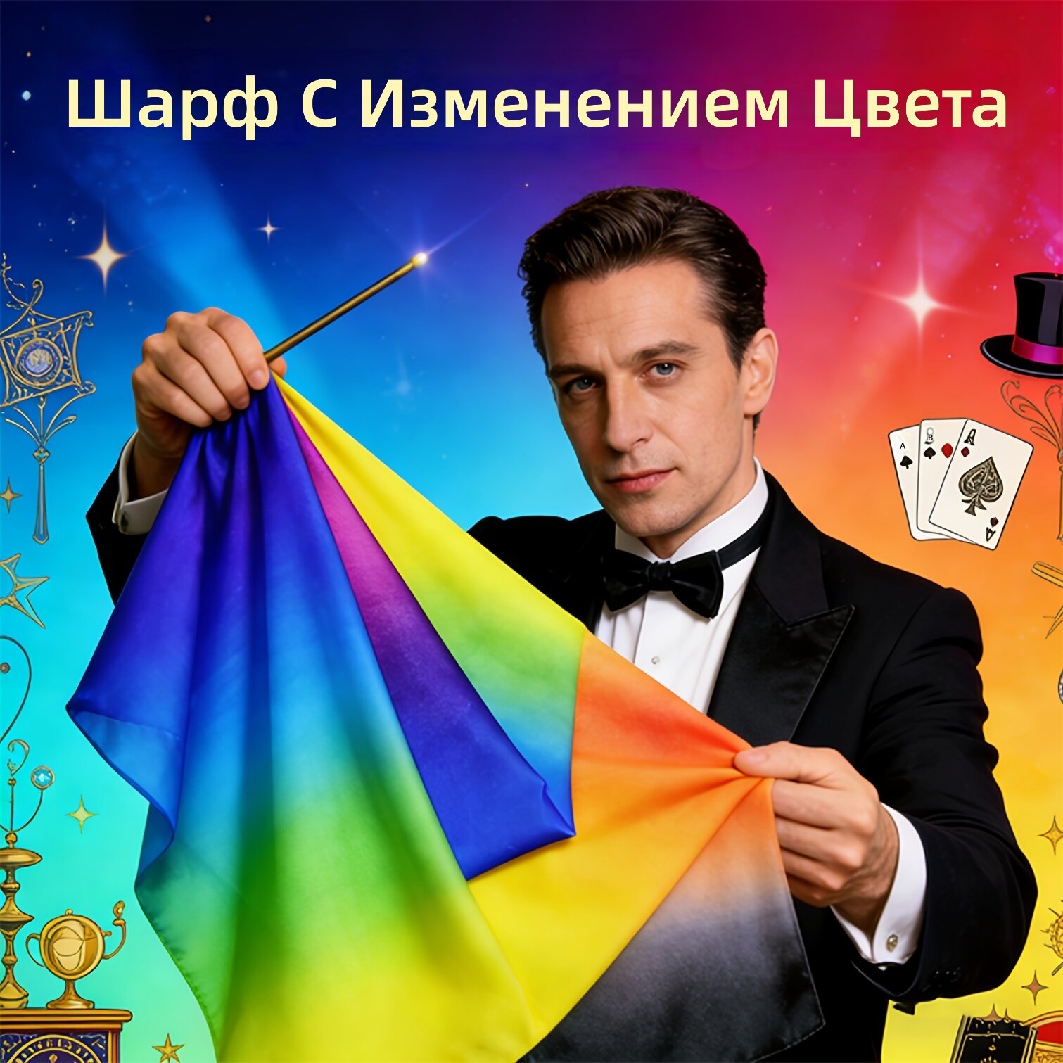Волшебный шарф с мгновенной сменой цвета для вечеринок, кемпинга и выступлений