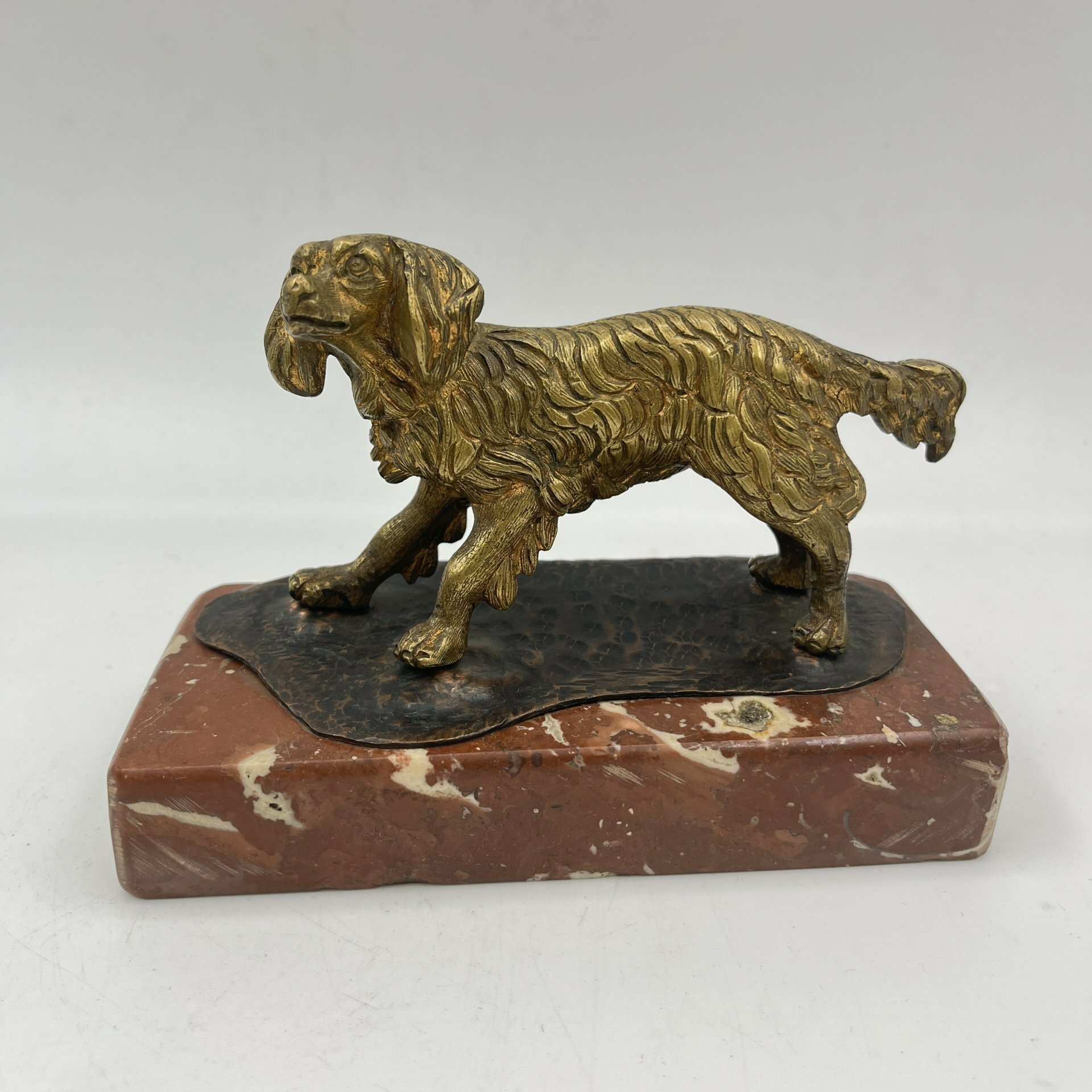 Статуэтка "Сеттер" на постаменте, металл, камень, Западная Европа, 1930-1960 гг.