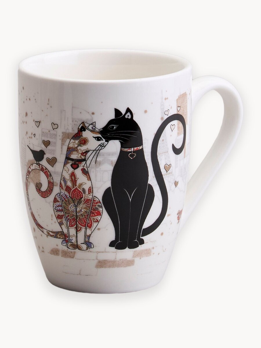 Кружка Lefard "Парижские Коты", 350 мл, для чая и кофе, фарфоровая