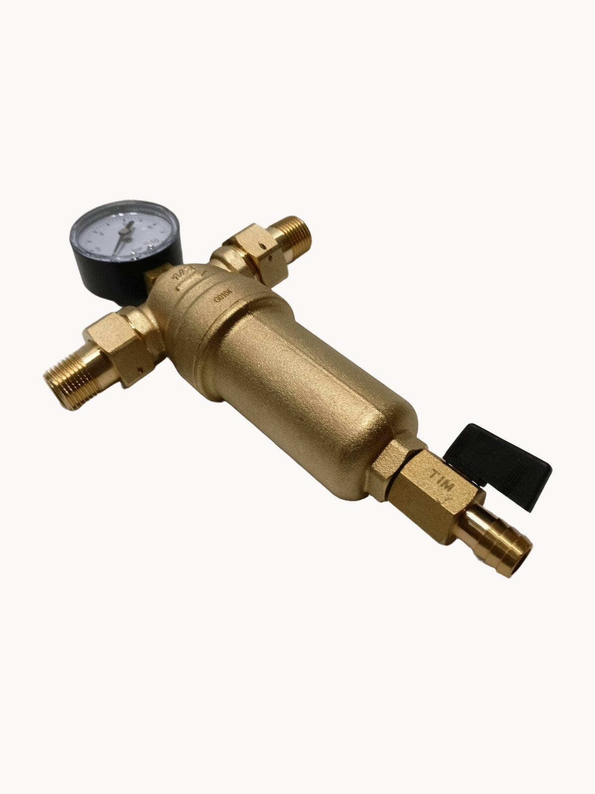 Фильтр промывной 1/2" с манометром, металлический корпус JH-1001