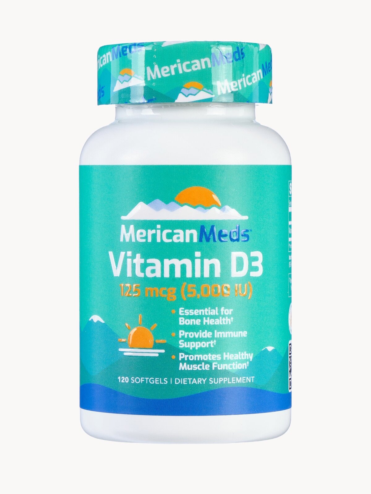 MericanMeds, Vitamin D3, Витамин D3 5000 ME, 120 желатиновых капсул
