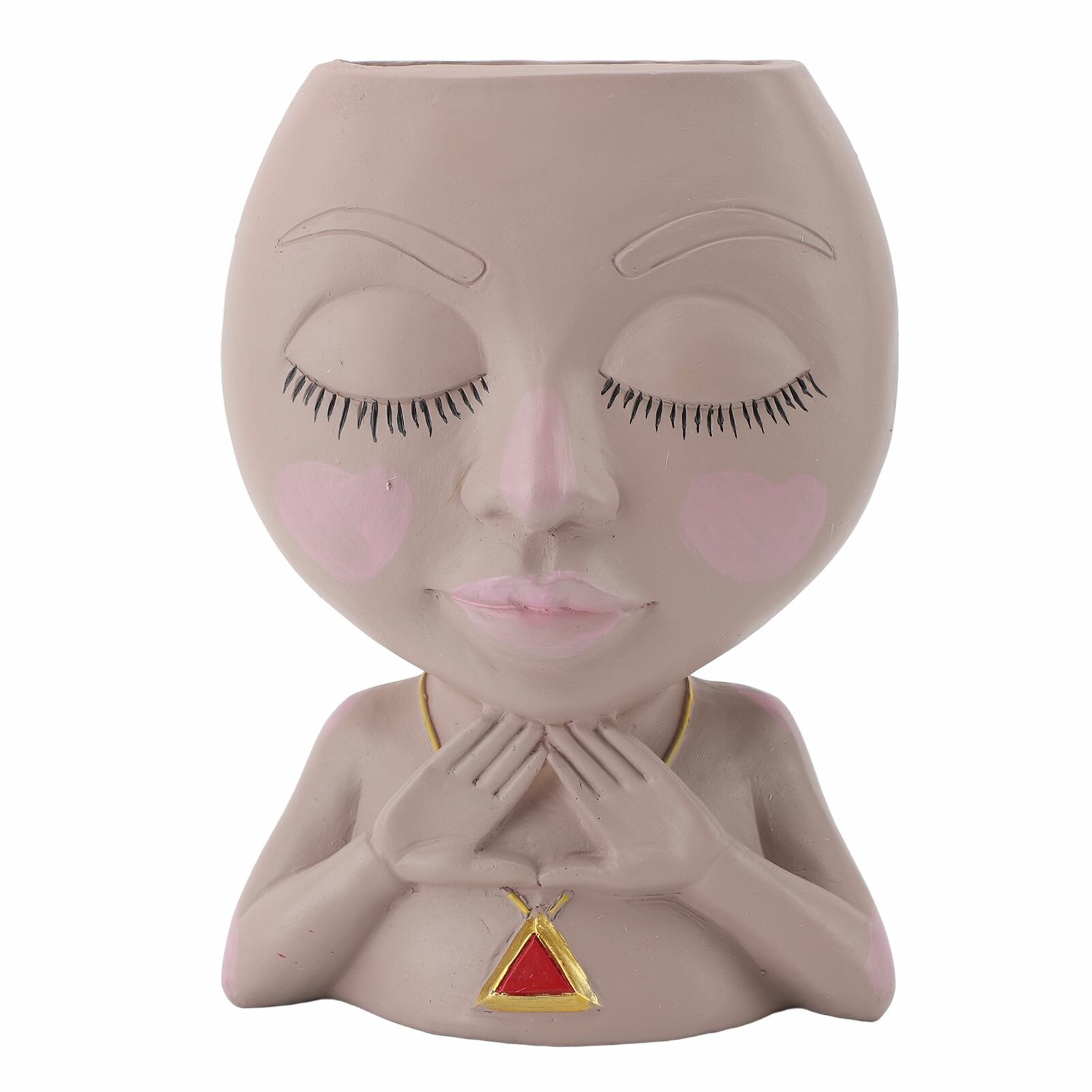 Горшок из смолы в виде женской головки, с дренажем, для комнатных и уличных растений