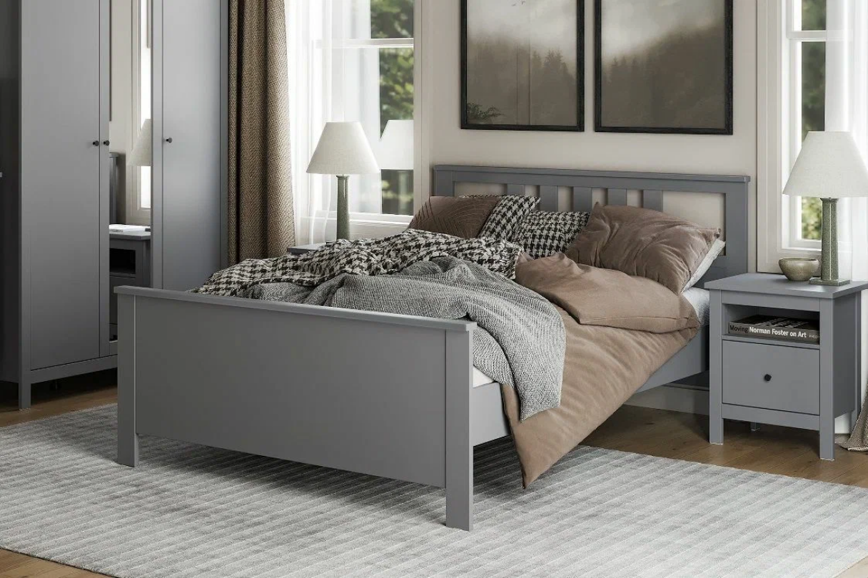 Кровать двуспальная ГУД лакк сага, 140 х 200 см, цвет: серый