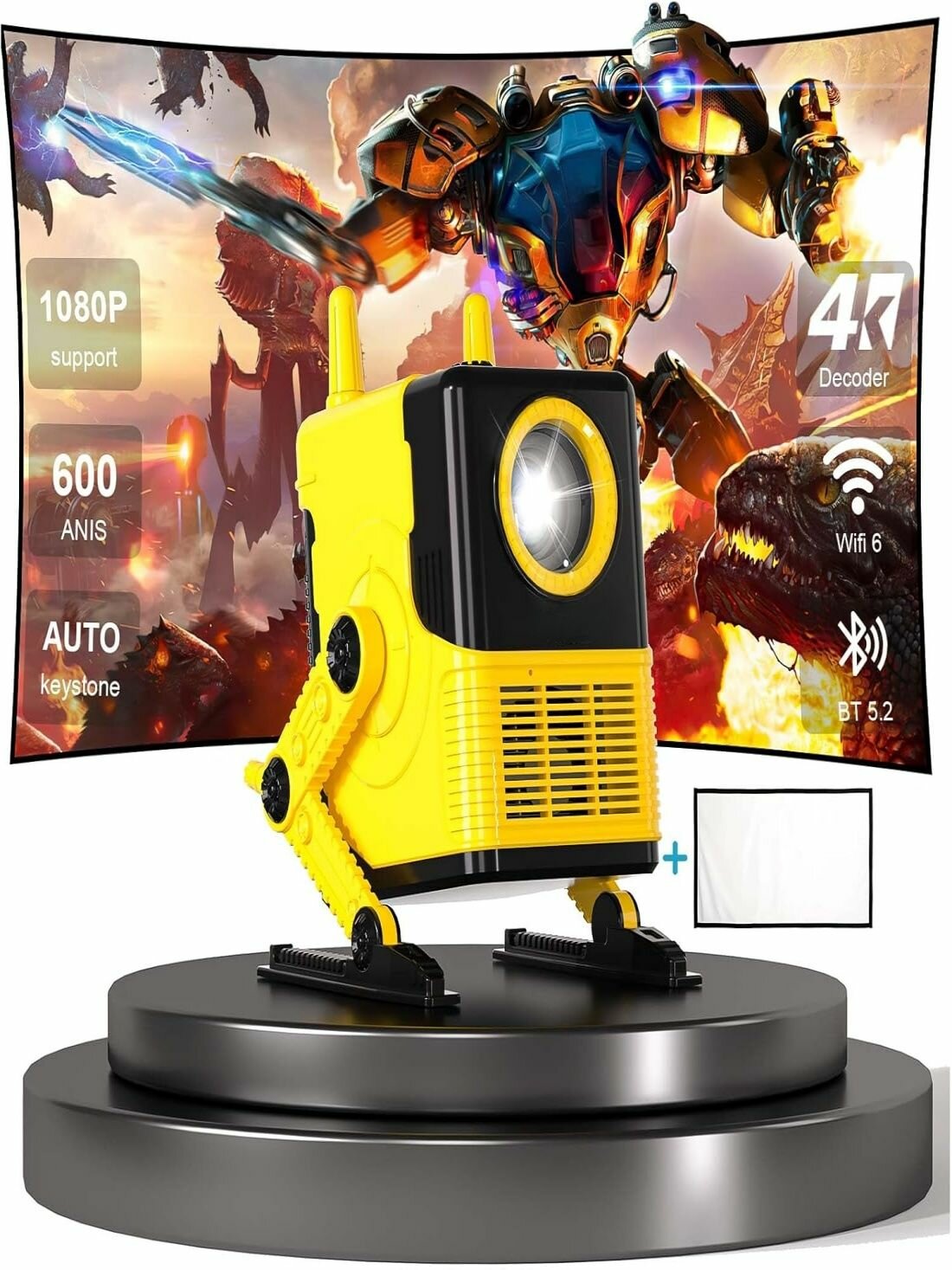 Проектор Robot H8, универсальный PTZ-проектор, проекционный настенный мобильный телефон с таким же экраном