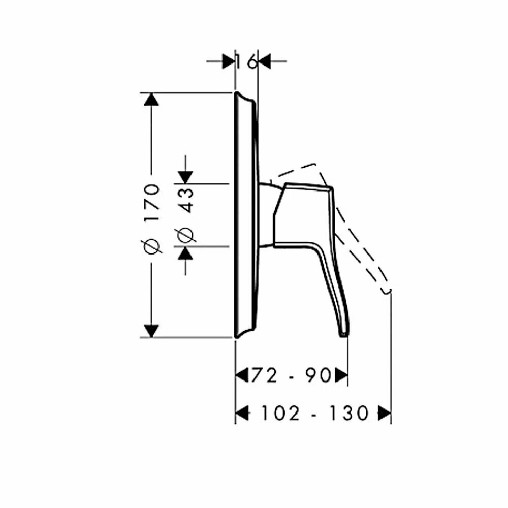 Смеситель для душа (внешняя монтажная часть), никель Hansgrohe Metris Classic 31676820
