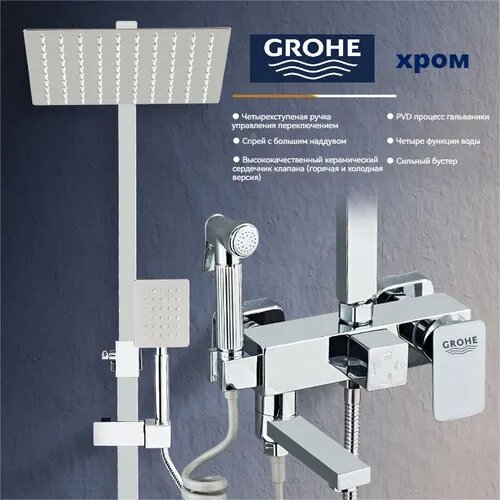 GROHE Душевой комплект серебристый