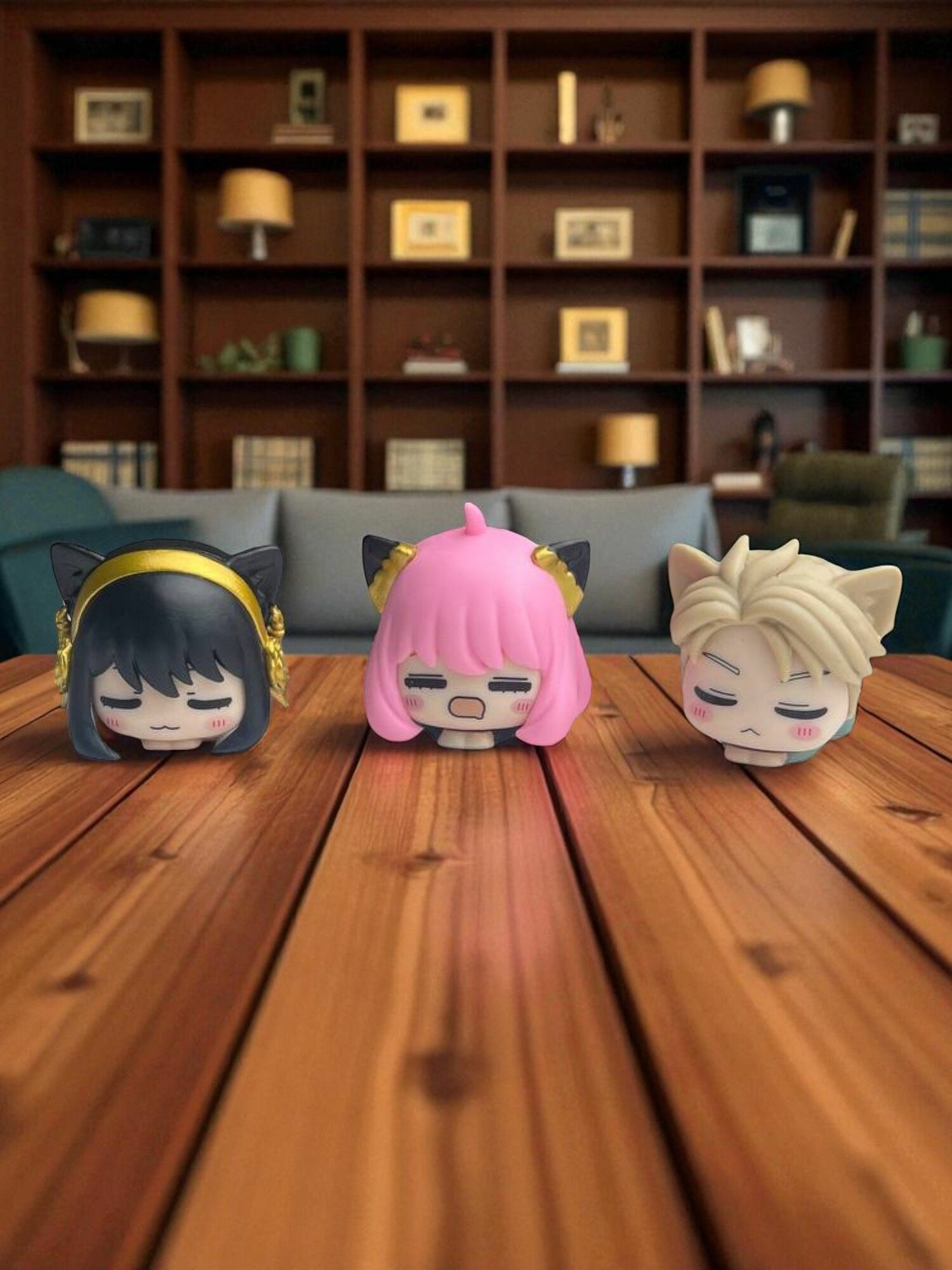 Набор фигурок (мини: 4 см.) по аниме "Семья шпиона" в виде котиков, с закрытыми глазами