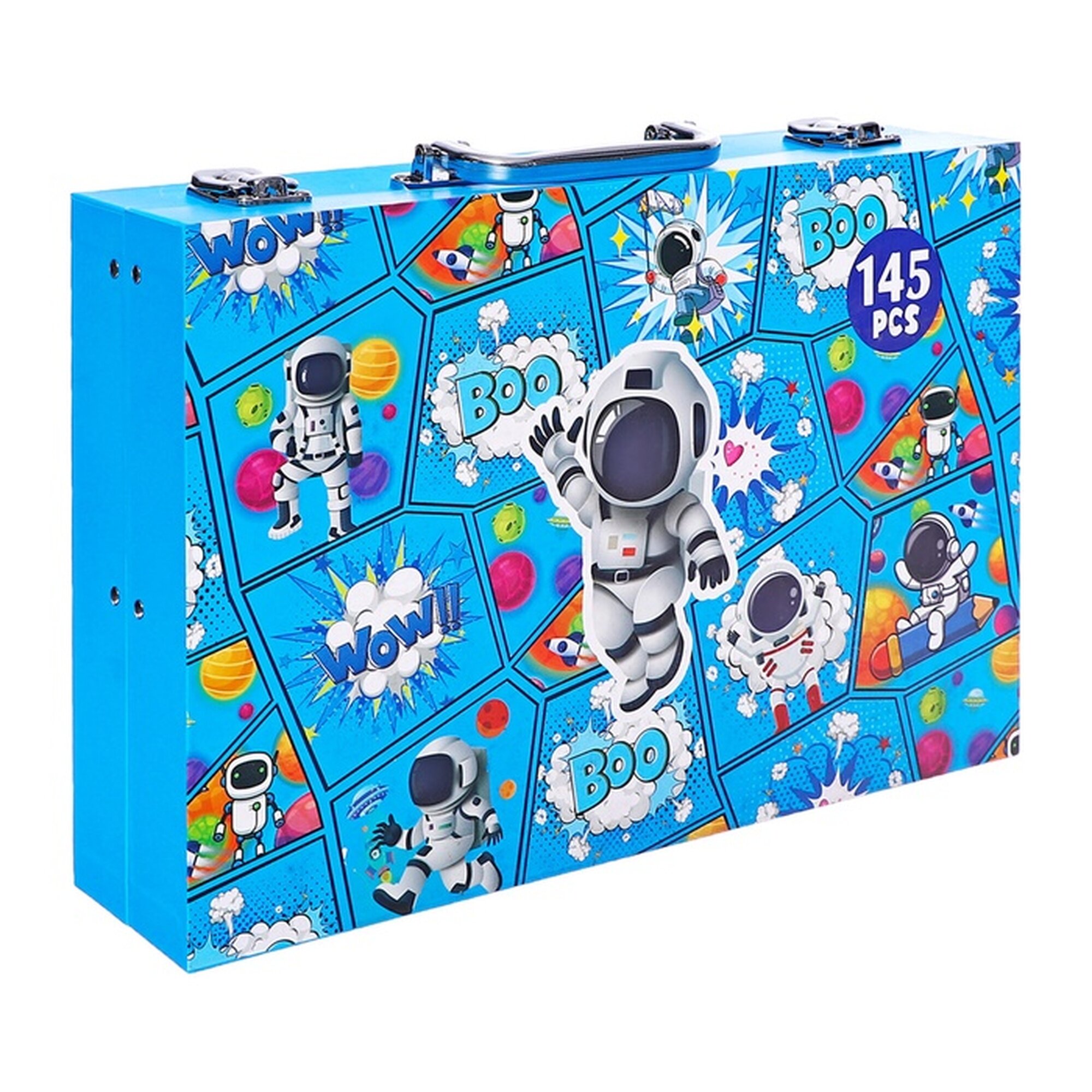 Эксклюзивная фигура космонавта в синем скафандре дополнена бестселлером для творчества