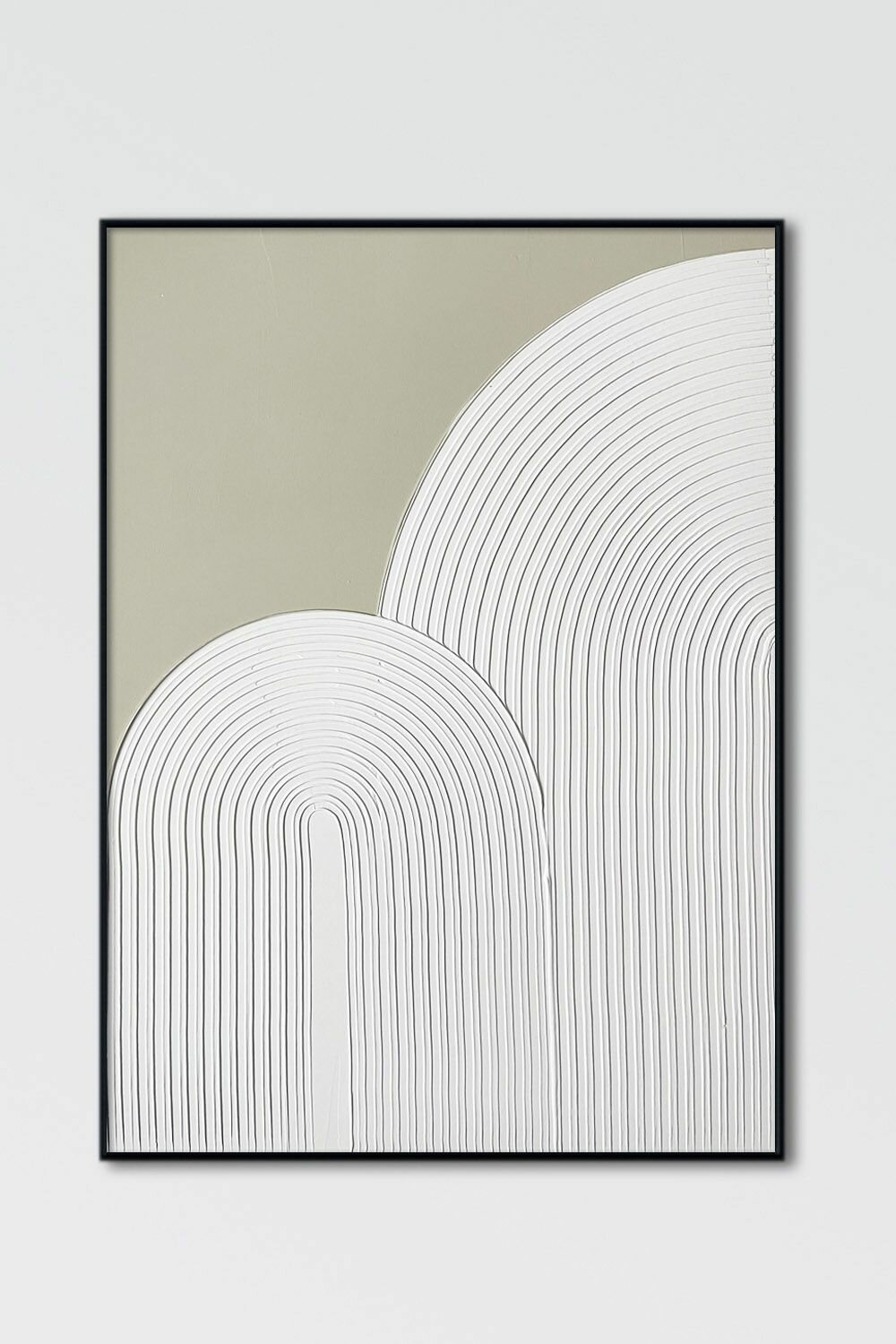 Картина из гипса ручной работы DECORMARKT Белые арки, в черной рамке 50х70 см