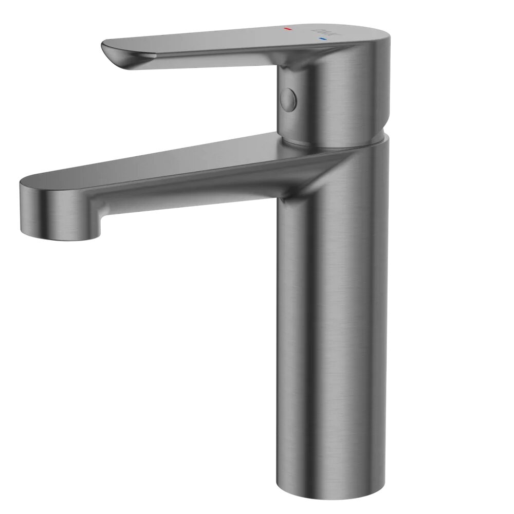 Смеситель для раковины D&K Bayern.Munchen DA1562106 серый, матовый, кран для ванной в раковину, из латуни, рычажный, с керамическим картриджем, с функцией экономии расхода