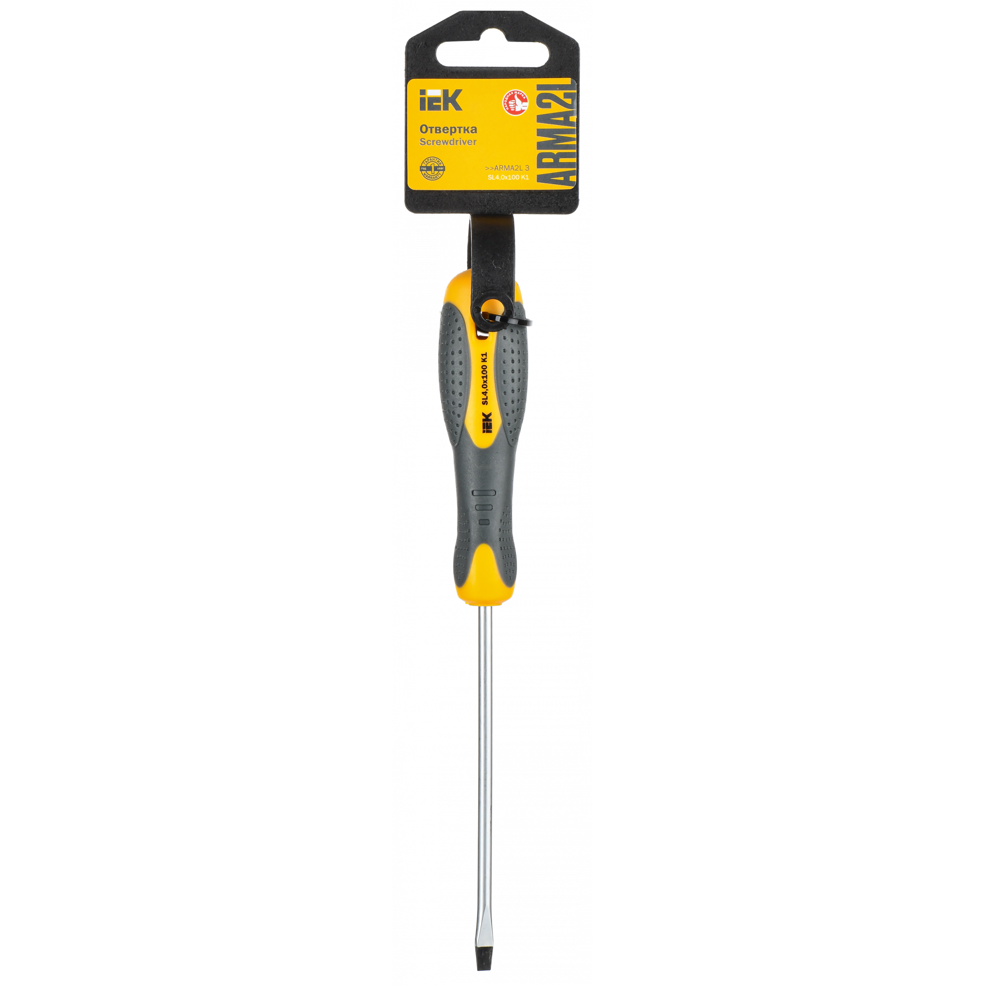 ARMA2L 3 Отвертка SL4,0х100 K1, IEK A2L3-SC10-K1-SL-40-100 (1 шт.)