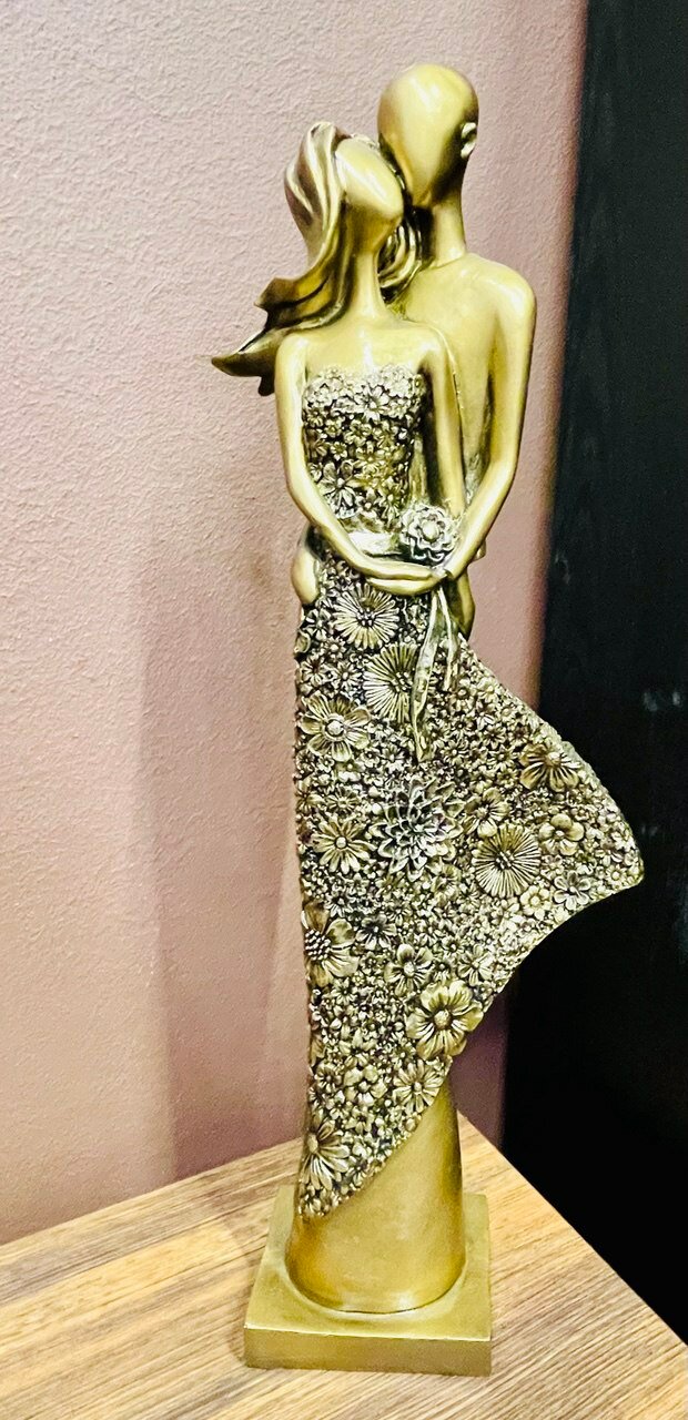 Фигура интерьерная, статуэтка "Пара" (темное), цвет золотистый