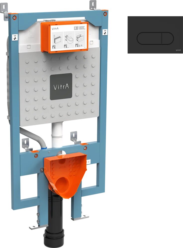 Комплект Инсталляция VitrA V8 768-5800-01 / Кнопка Root Round 740-2211 цвет матовый черный