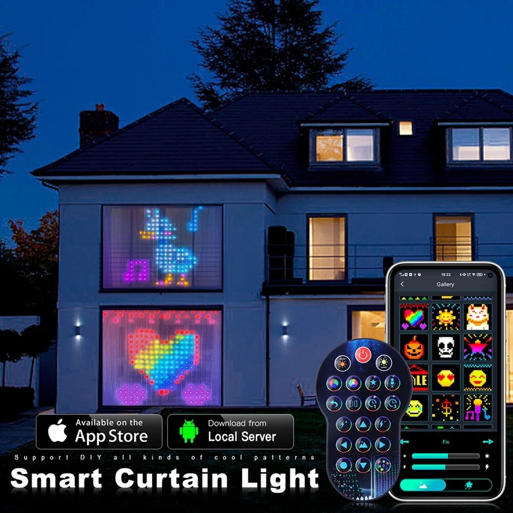 Светодиодная умная гирлянда штора 400 LED RGB 1х1м с управлением через приложение