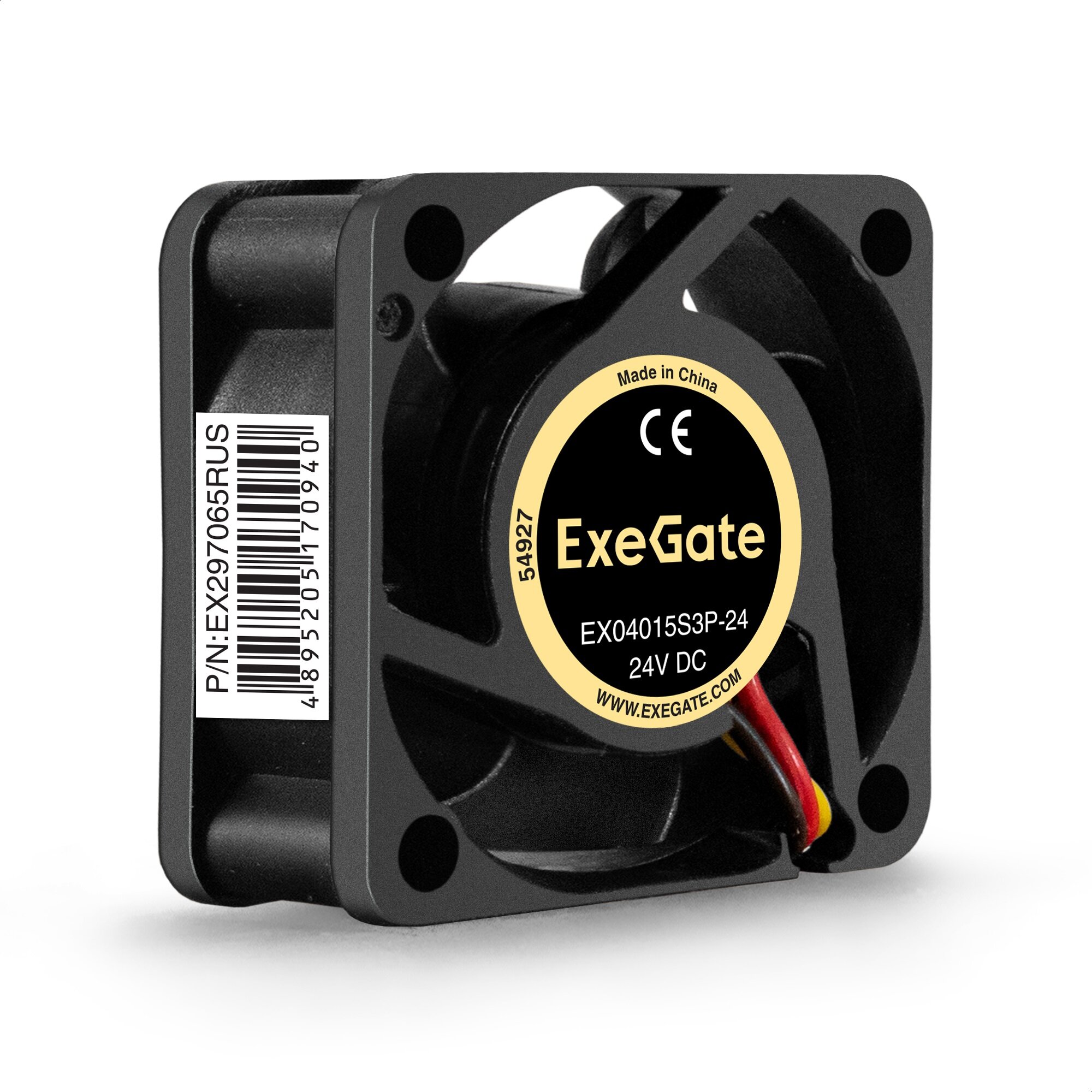 Вентилятор 24В DC ExeGate EX04015S3P-24 (40x40x15 мм, Sleeve bearing (подшипник скольжения), 3pin, 7500RPM, 32dBA) EX297065RUS