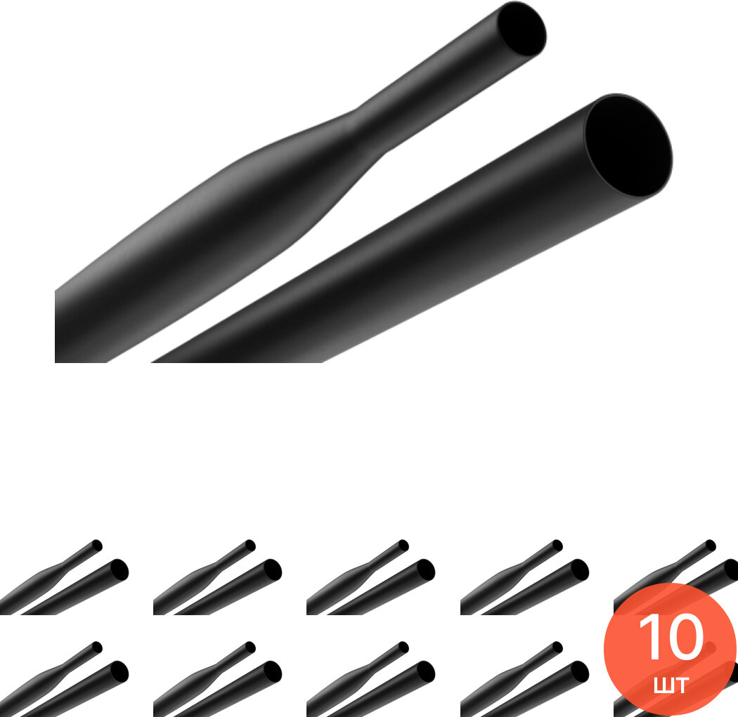 Термоусадочная трубка ЭРА NO-224-446 ТТУ нг-LS полиолефин черный, длина 1м, диаметр 12(6)мм, Б0067683, 25шт. / термотрубка (комплект из 10 шт)