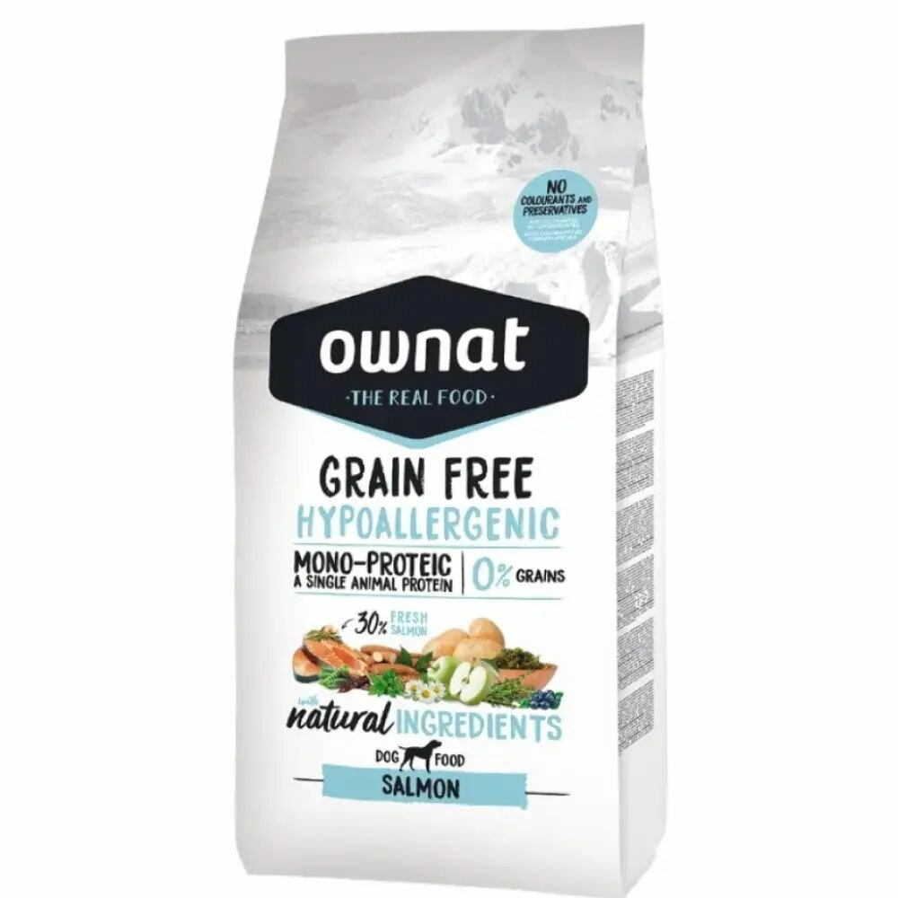 Ownat Grain Free Hypoallergenic Сухой корм гипоаллергенный для собак, с лососем, 12 кг