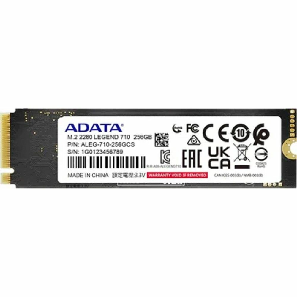SSD накопитель ADATA Legend 710 256GB M.2 2280 PCI-E 3.0 x4 NVMe (ALEG-710-256GCS), чтение 2100 МБ/с