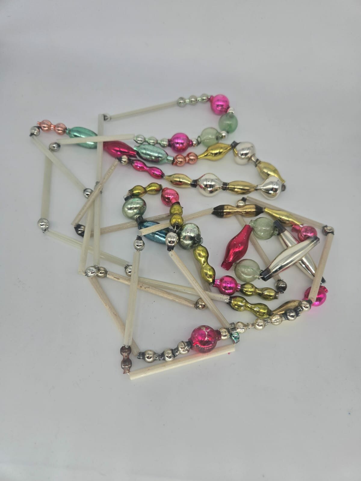 Елочные бусы винтажные советские из стекляруса, СССР украшения для елки